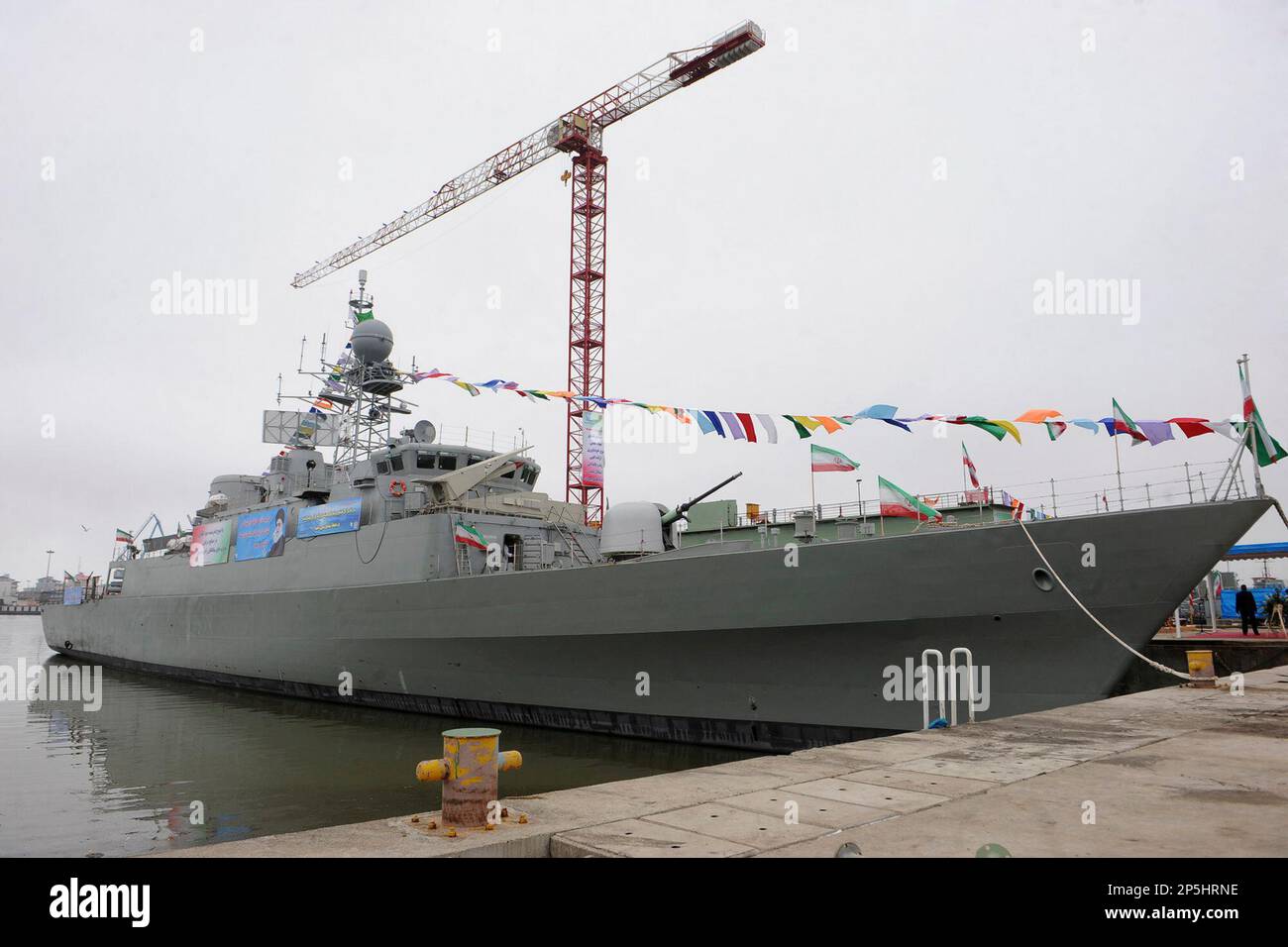Iran's Jamaran-2 guided missile destroyer is docked during its ...