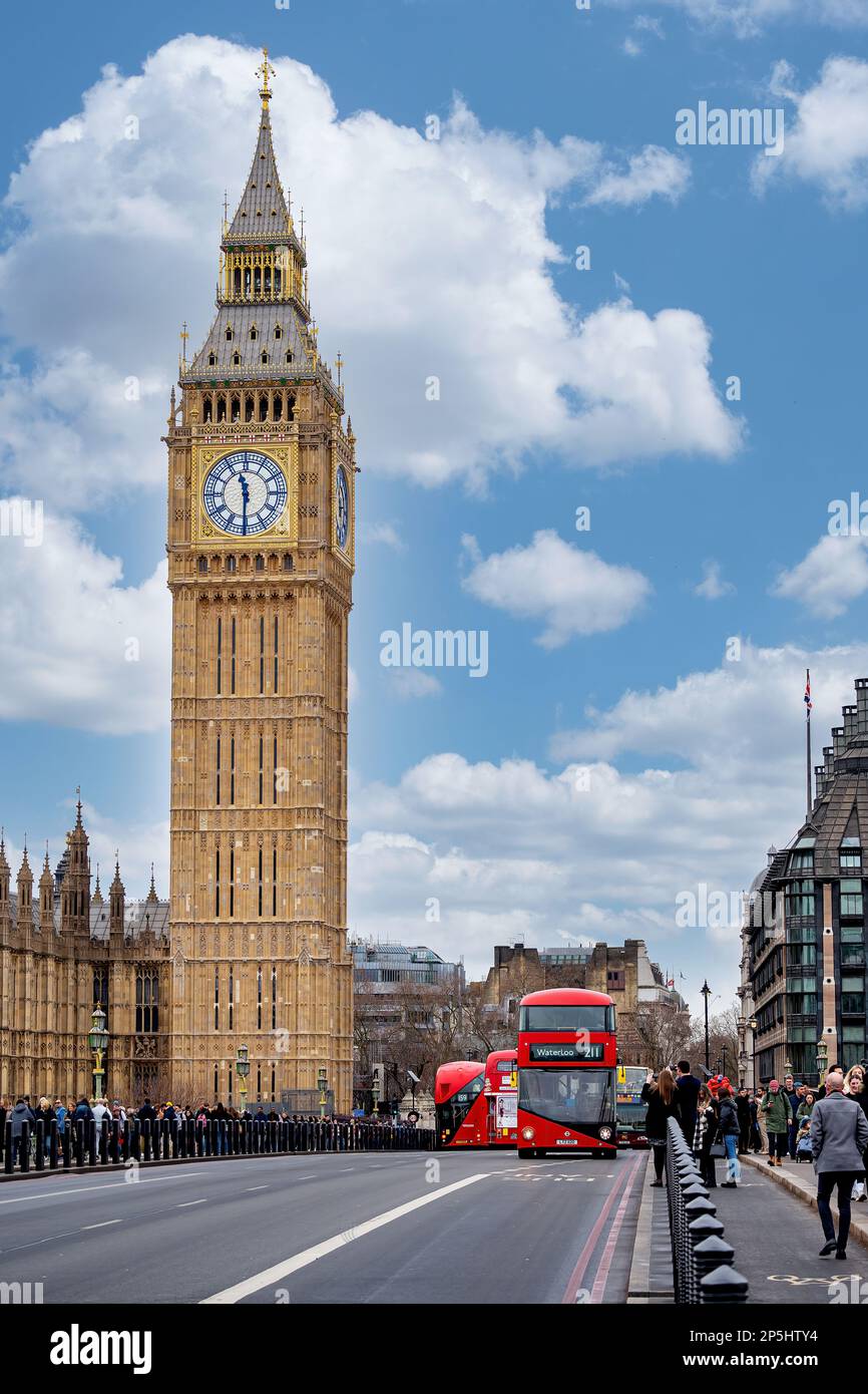 London, UK - March 12, 2023: Buildings of Parliament with Big Ban tower ...