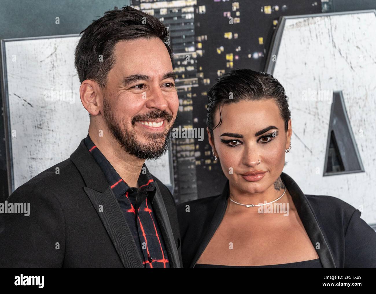 New York, USA. 07th Mar, 2023. Mike Shinoda and Demi Lovato attend the ...