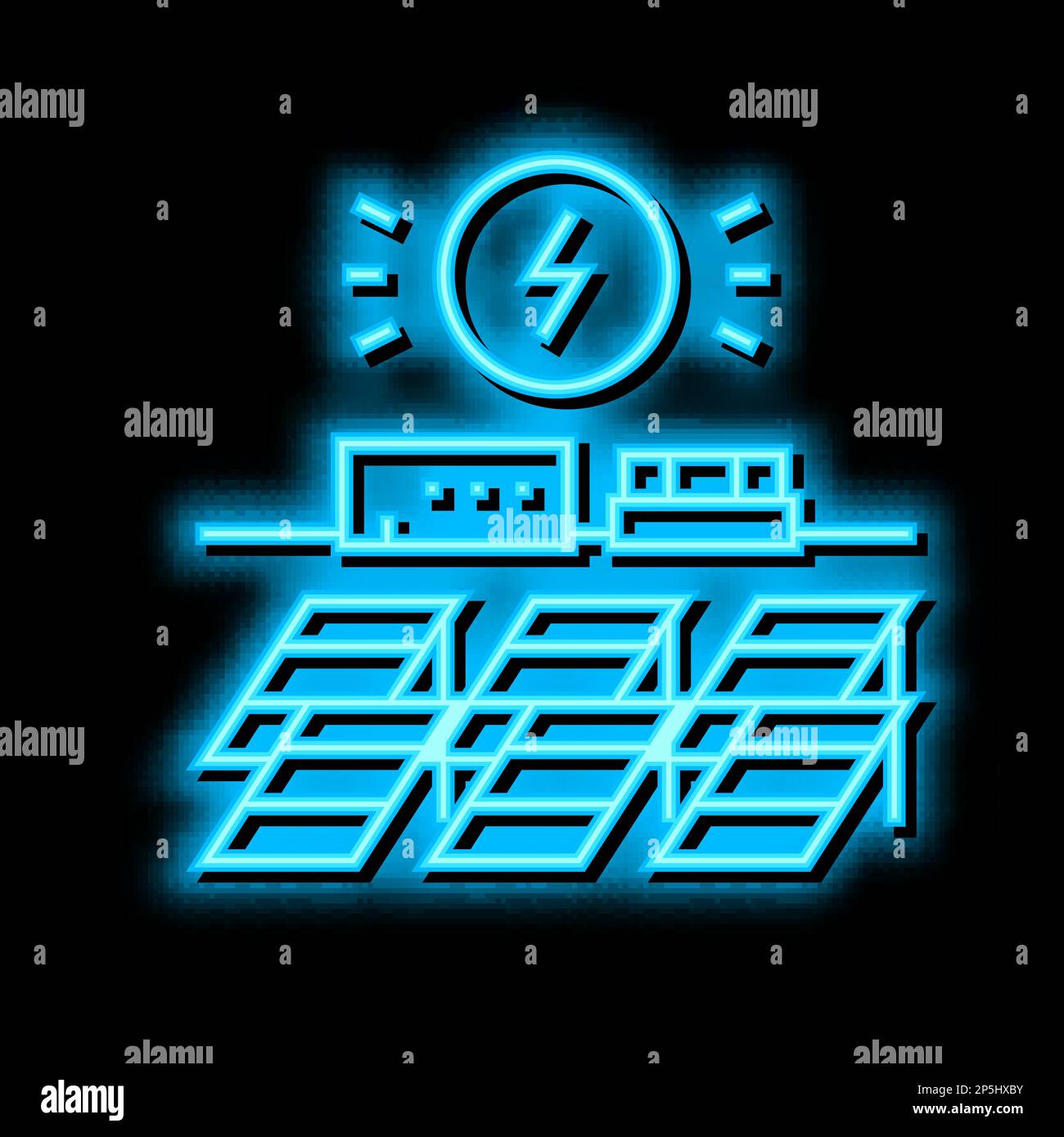 solar electricity panel neon glow icon illustration Stock Vector Image ...