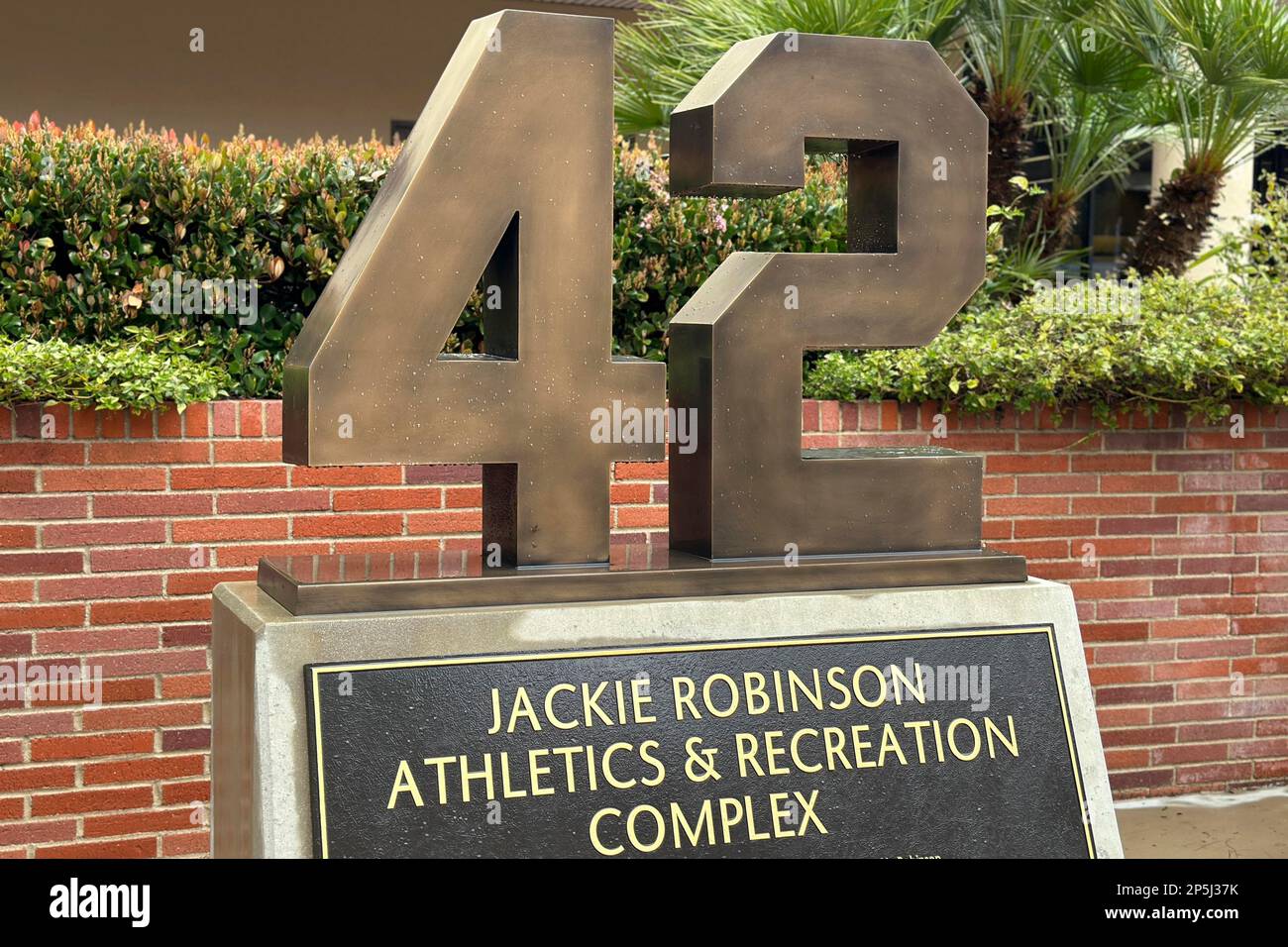 The No. 42 at the Jackie Robinson Athletics and Recreation Complex at ...
