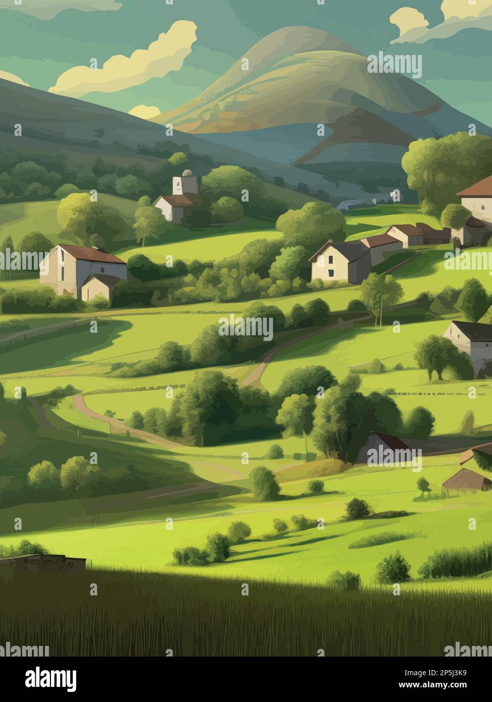 Old orchard view Stock Vector Images - Alamy