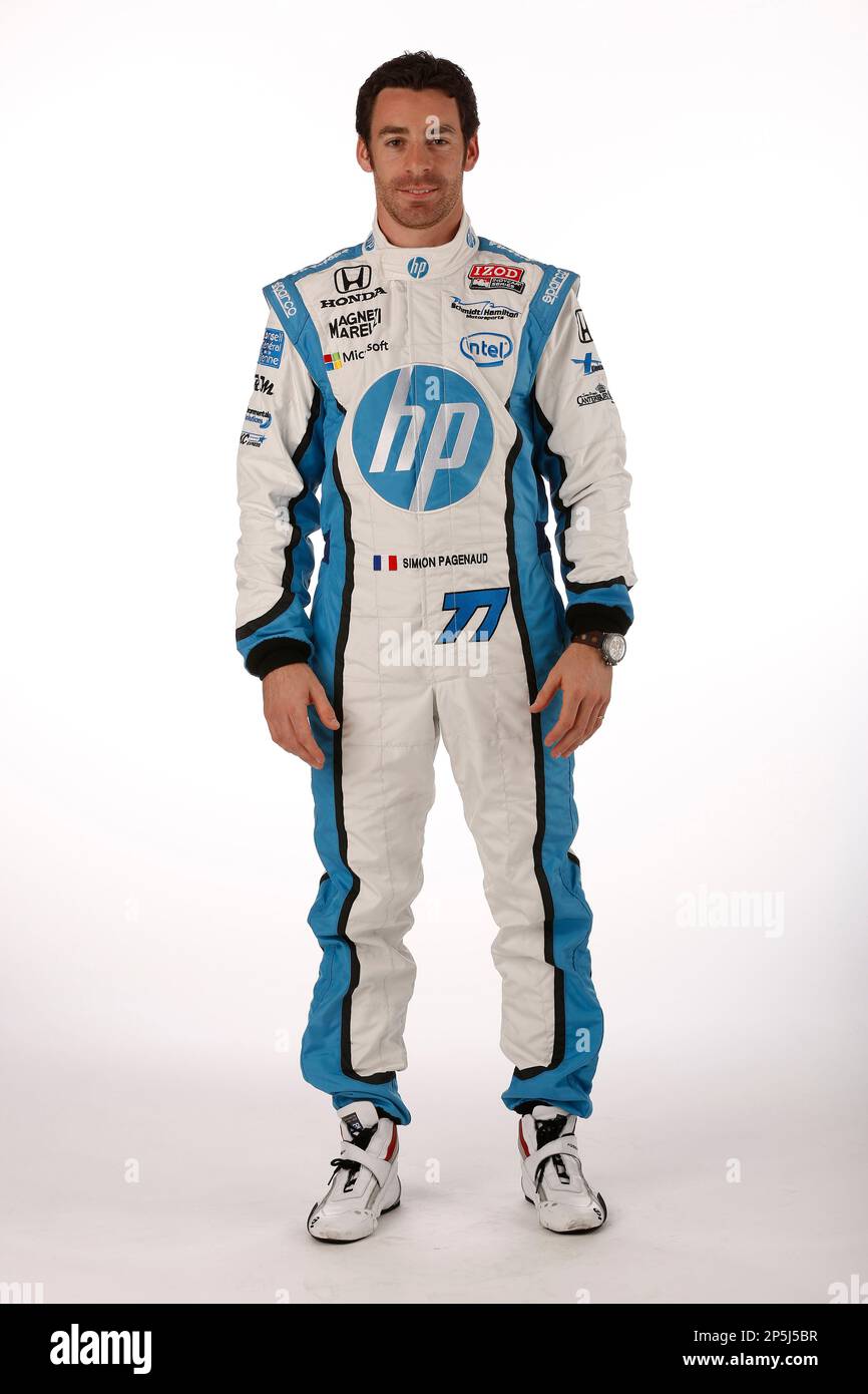 Simon Pagenaud poses for a portrait during the IndyCar series media day ...