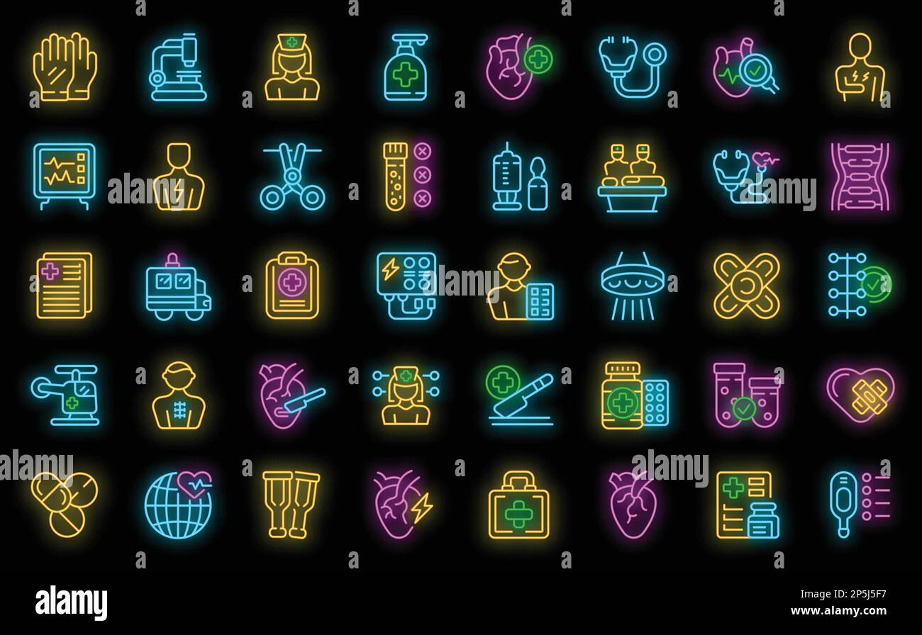 Cardiac Surgeon Icons Set Outline Vector Valve Medication Heart