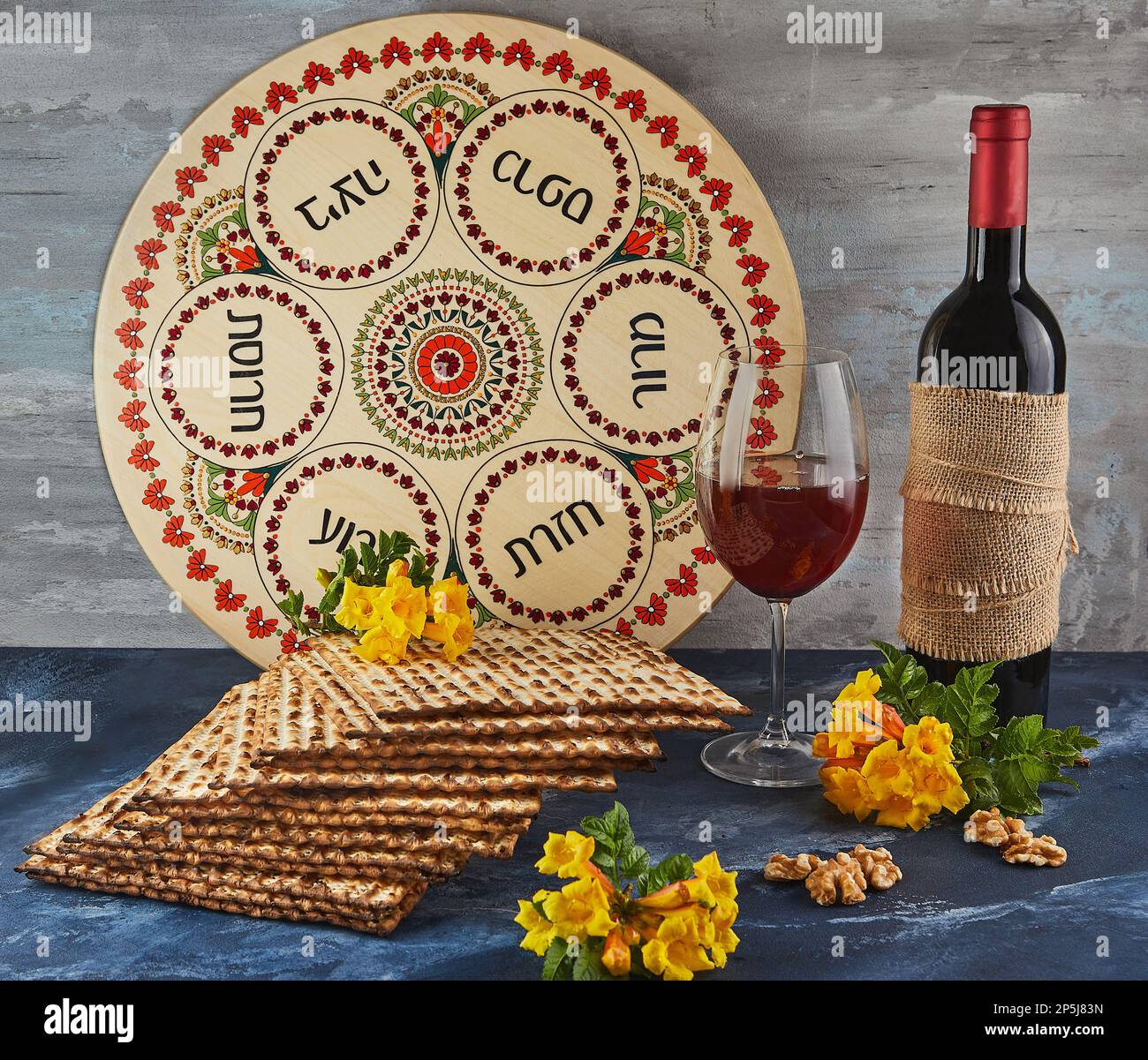 Pesach celebration concept - Jewish holiday Pesach. Background with ...