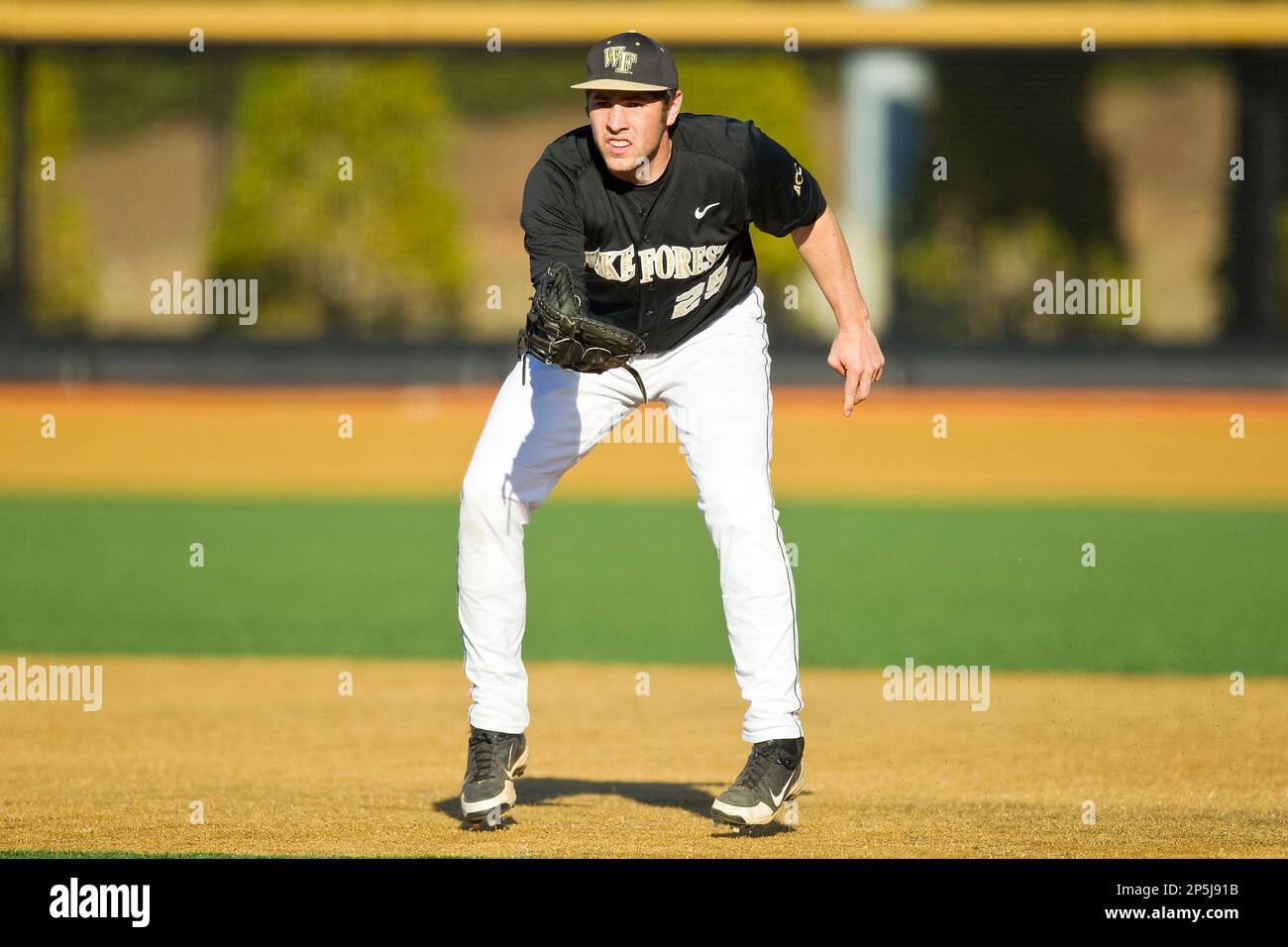 Wake Forest Demon Deacons first baseman Matt Conway (25) on defense ...