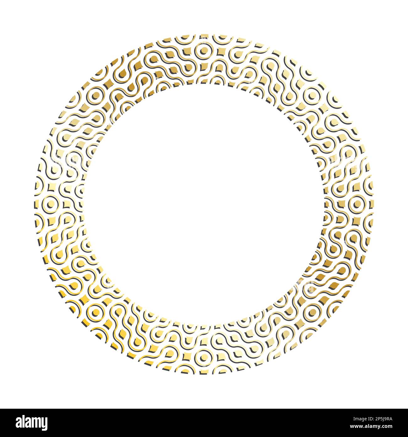 Golden wide round abstract geometric fractal frames for decorative ...