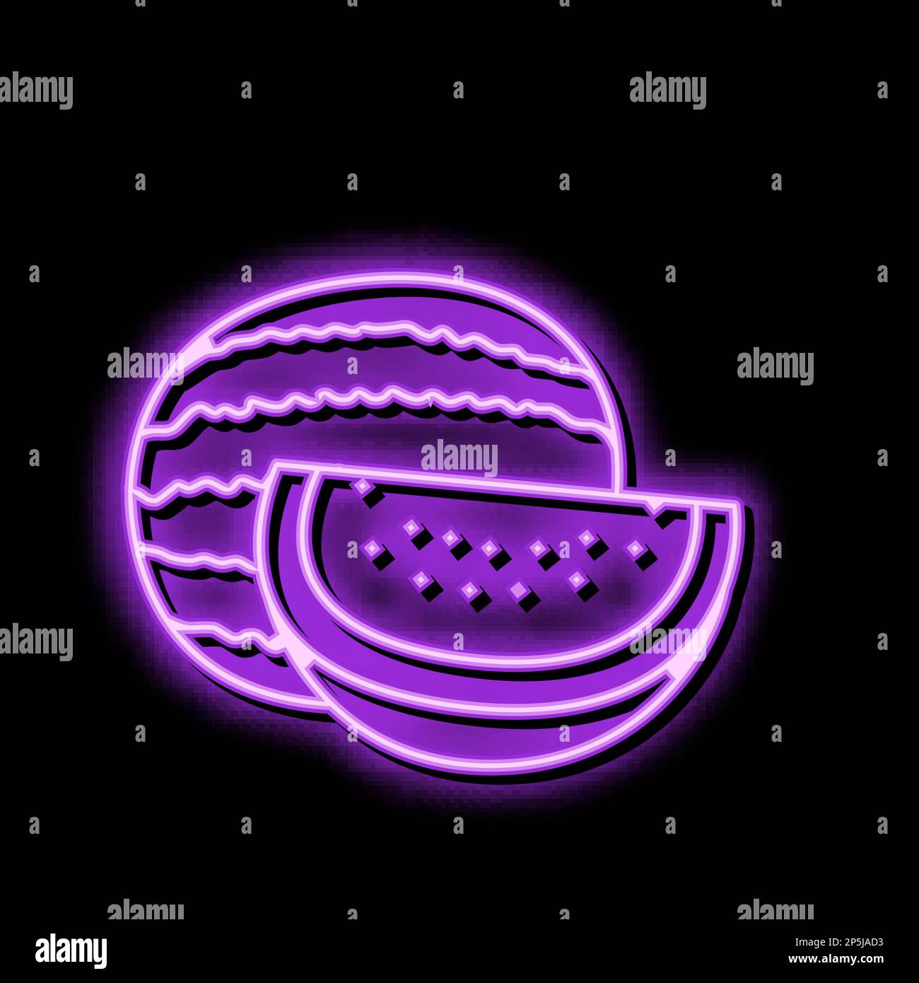 red watermelon cut slice neon glow icon illustration Stock Vector Image ...