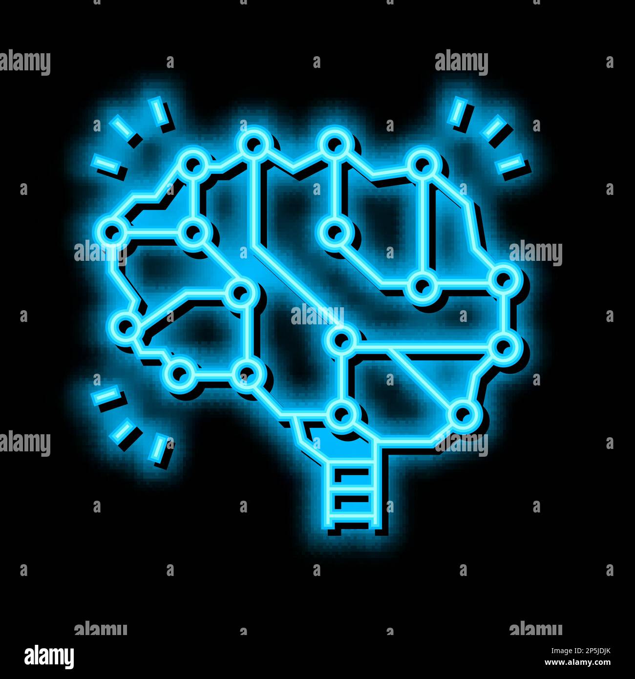 neuron knowledge brain neon glow icon illustration Stock Vector Image ...