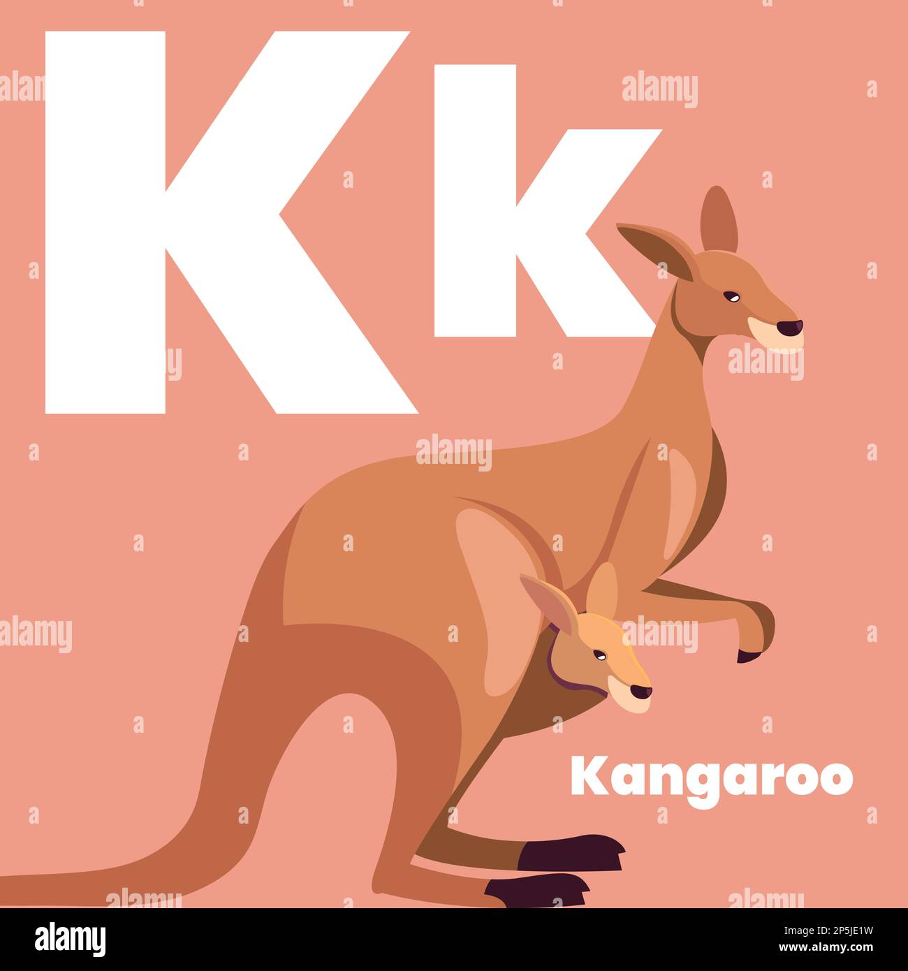 Cute children ABC alphabet flashcard words with the letter K for kids ...