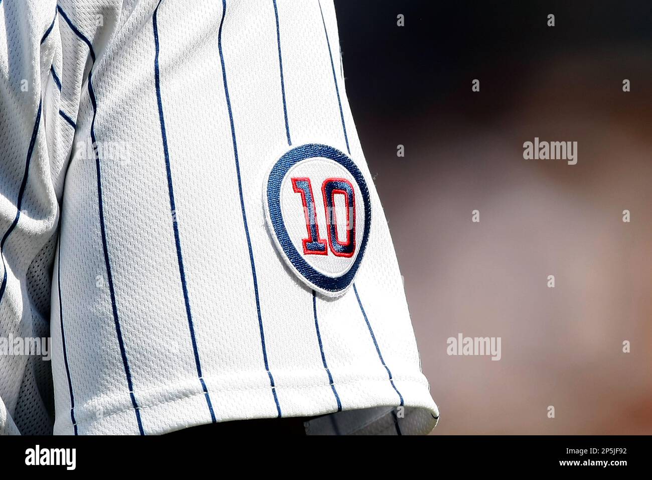 CHICAGO, IL - JUNE 30: A Ron Santo #10 shoulder patch can be seen worn ...