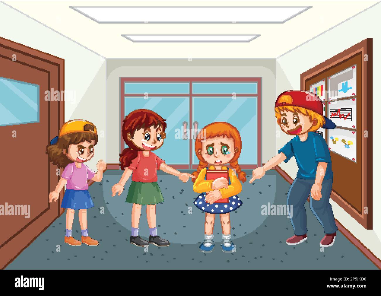 Bullying kids school scene illustration Stock Vector Image & Art - Alamy