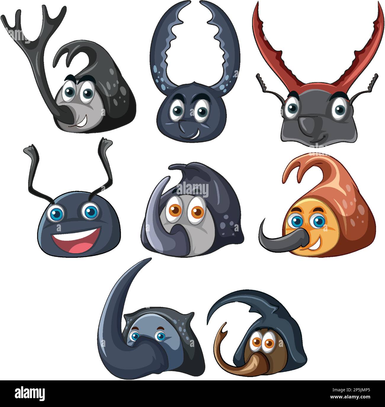 Set of beetle cartoon character illustration Stock Vector Image & Art ...