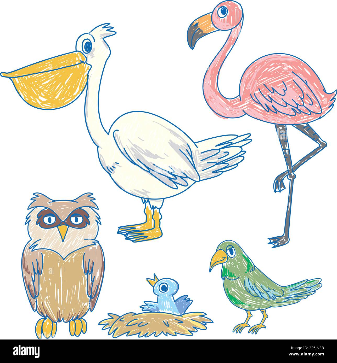 Simple children scribble of birds illustration Stock Vector Image & Art ...