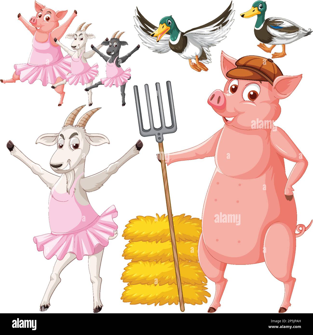 Set of mix animal farm character illustration Stock Vector Image & Art ...