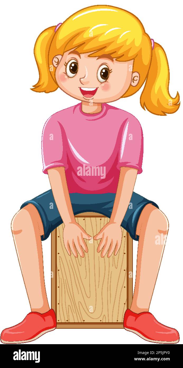 Girl playing cajon drum vector illustration Stock Vector Image & Art ...