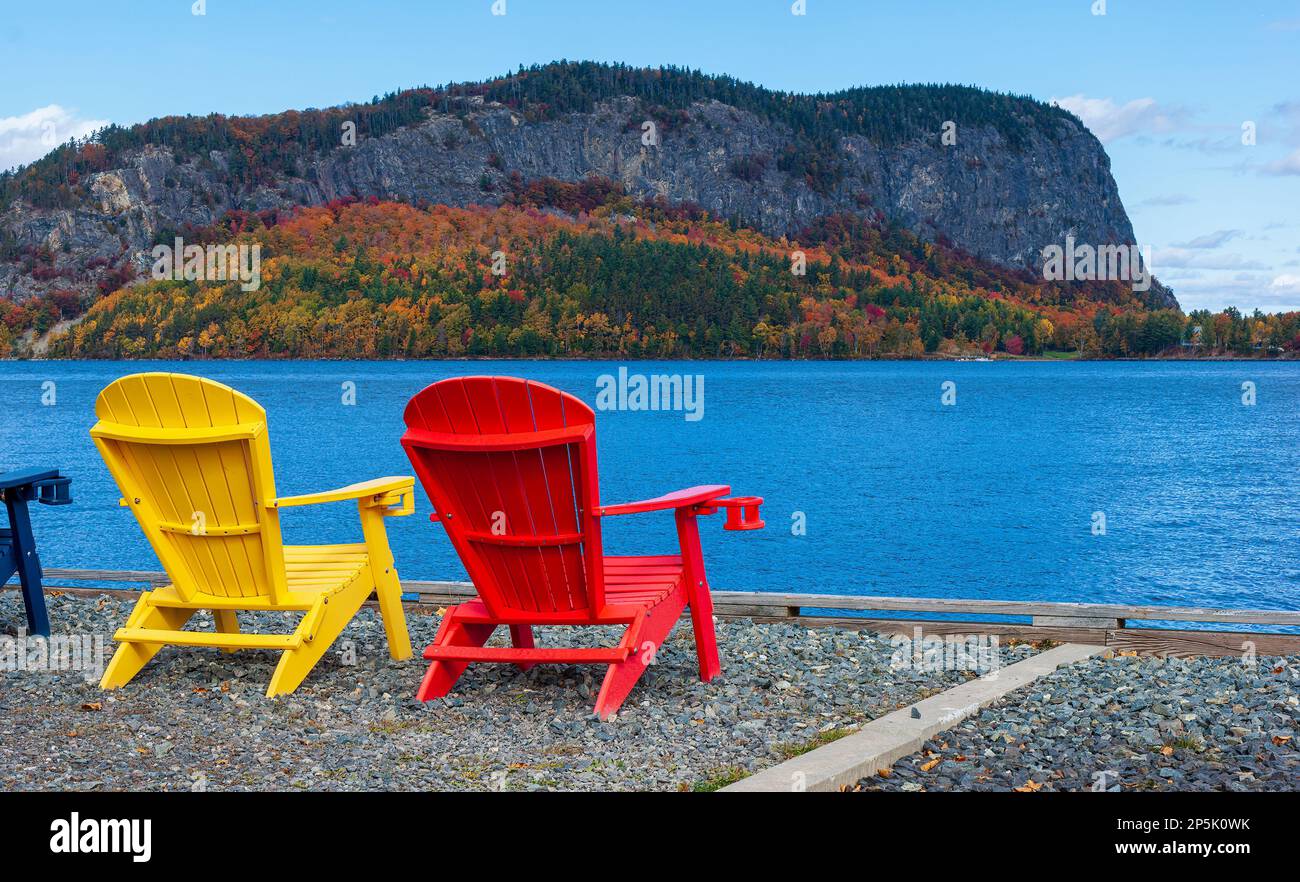 Scenic view of Mount Kineo across Moosehead Lake, as seen from Rockwood ...