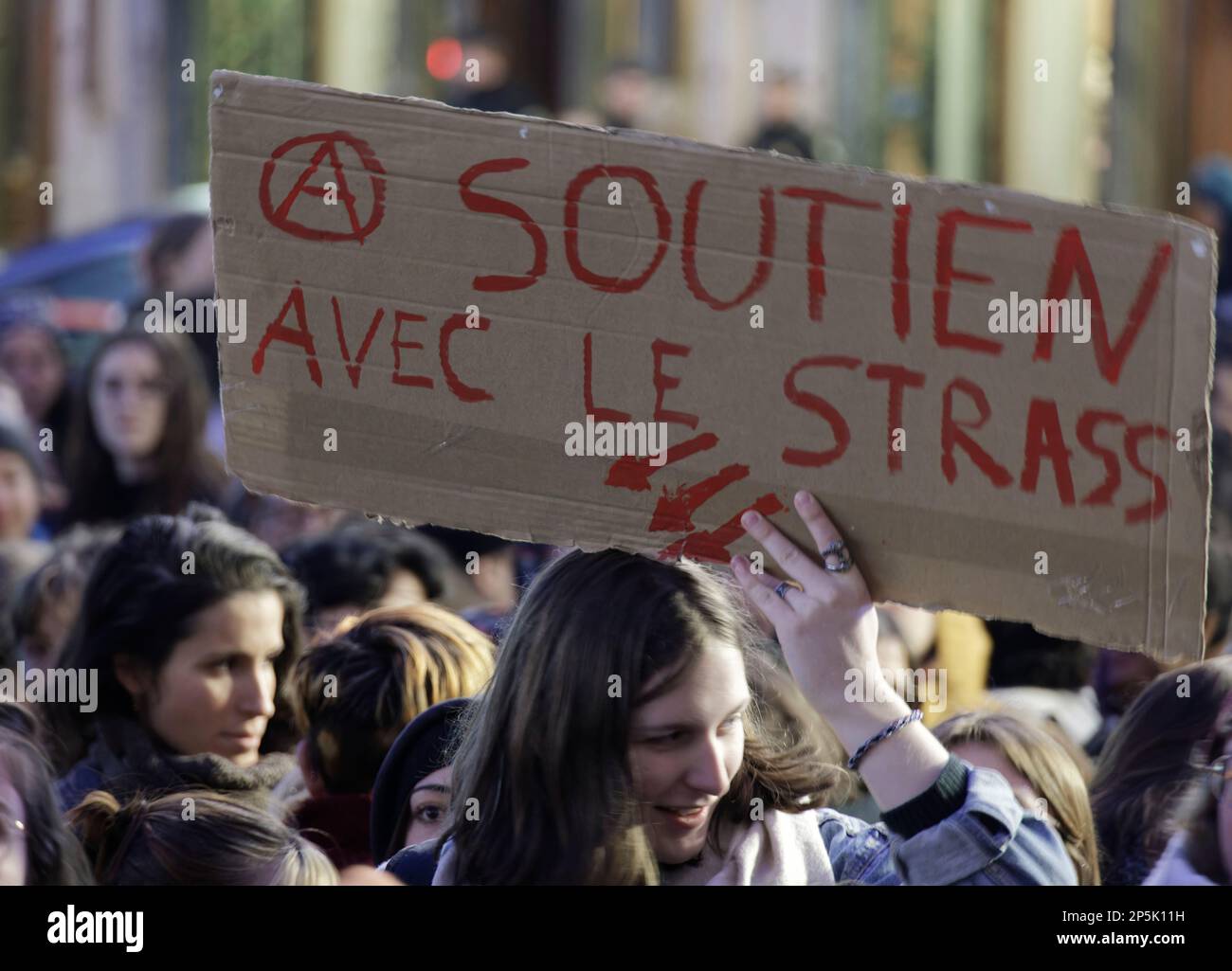 Paris, France. 6th Mar, 2023. Feminist night march demanding less ...