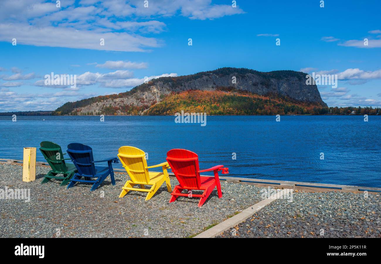 Scenic view of Mount Kineo across Moosehead Lake, as seen from Rockwood ...