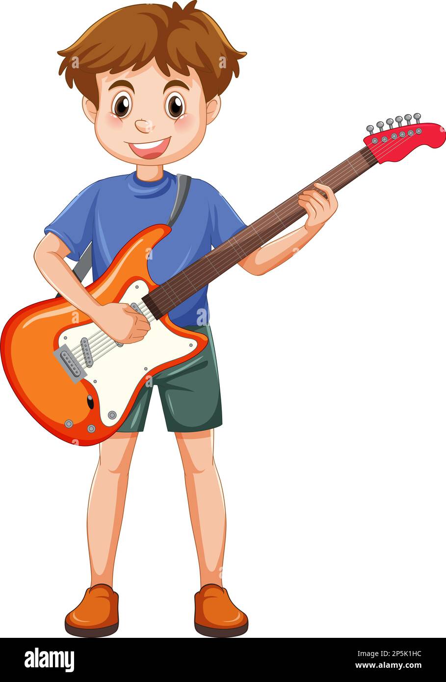 A boy playing electric guitar illustration Stock Vector Image & Art - Alamy