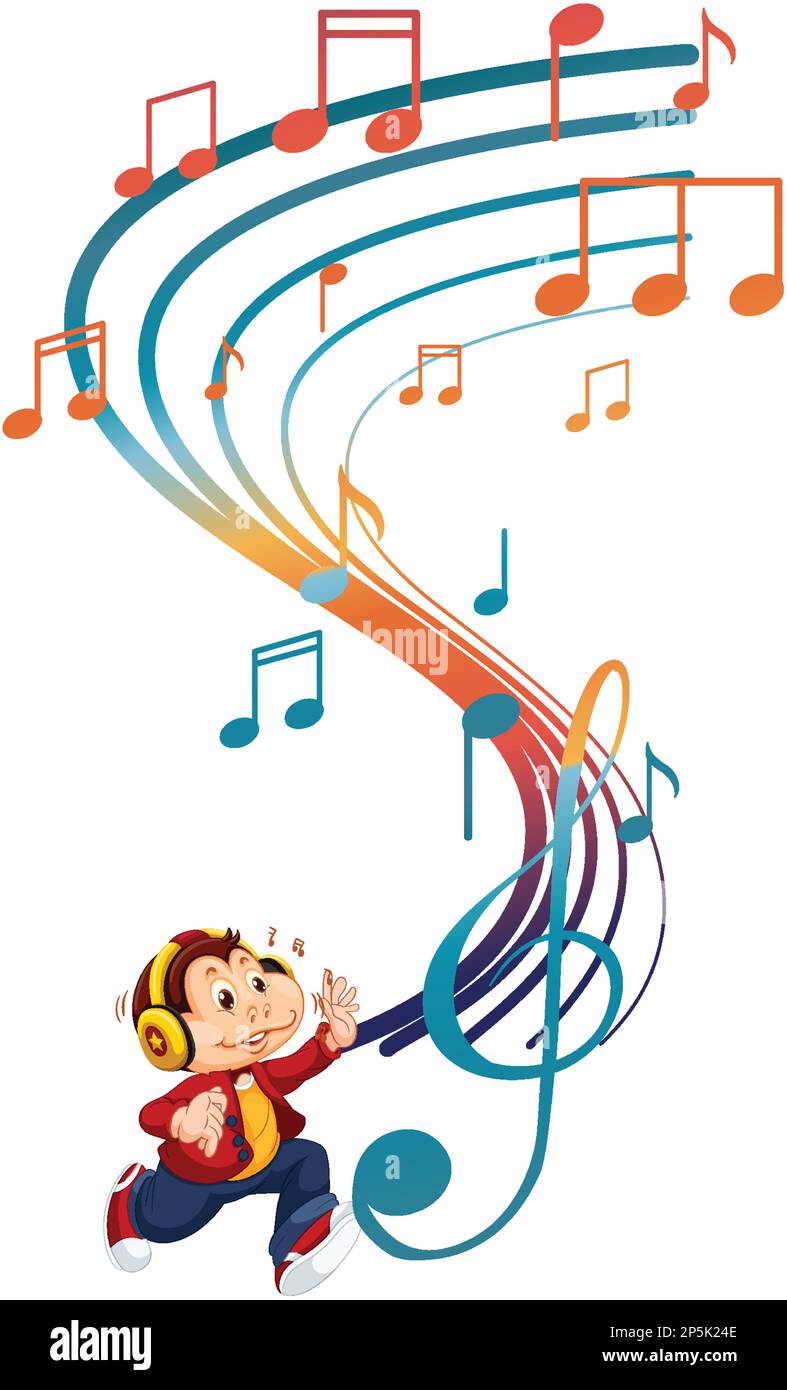 Monkey cartoon character with music note illustration Stock Vector ...