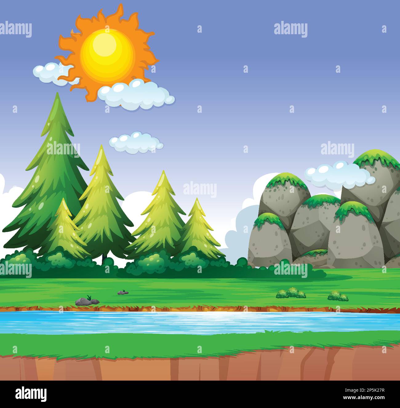 Nature River Scene Background illustration Stock Vector Image & Art - Alamy