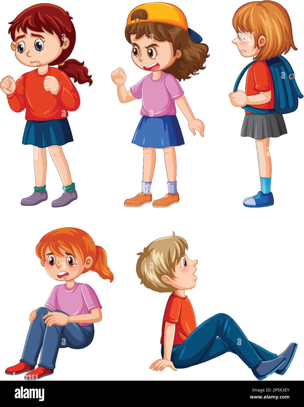 Set of bully kids cartoon character illustration Stock Vector Image ...