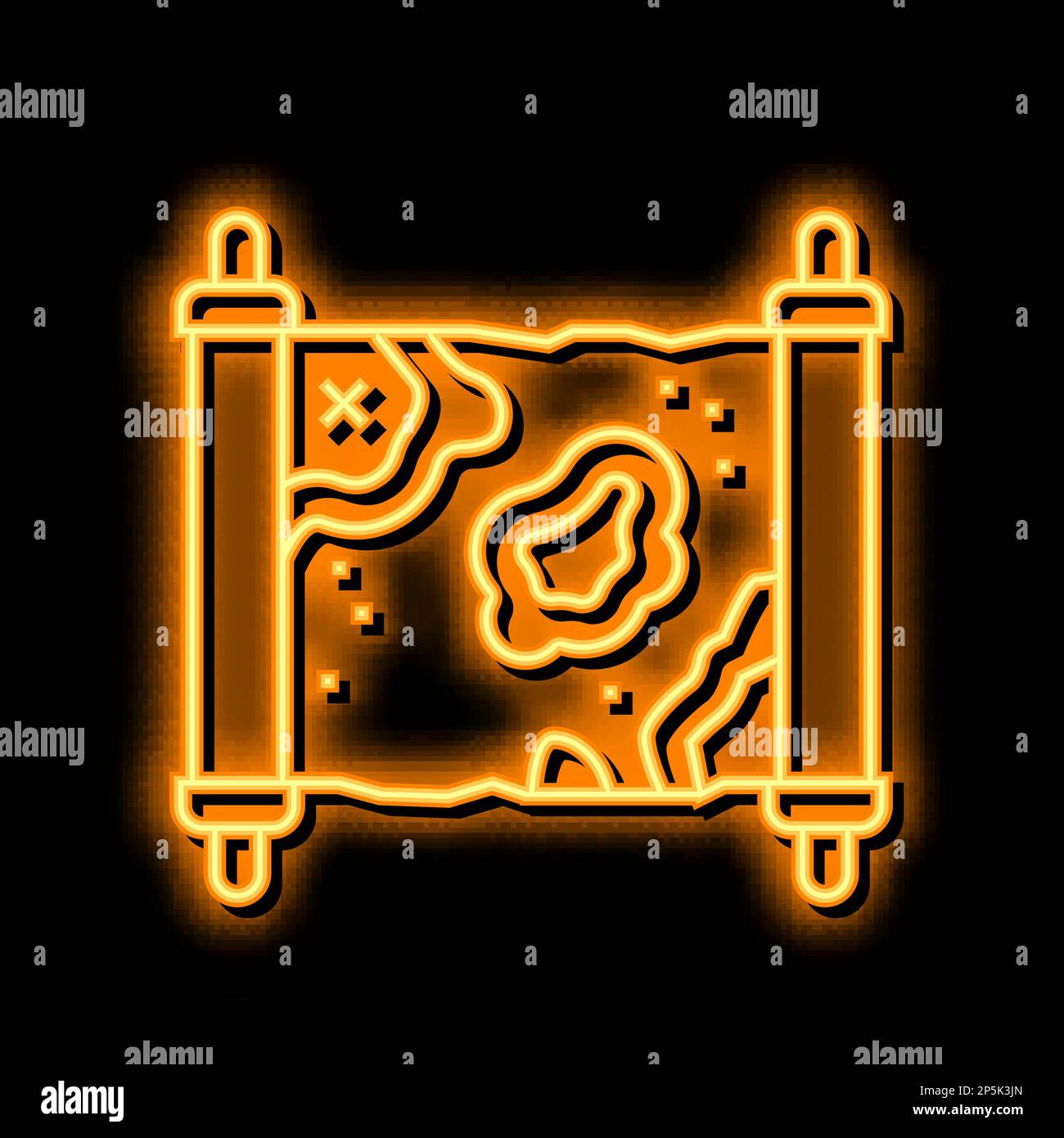 map with direction to treasure neon glow icon illustration Stock Vector ...