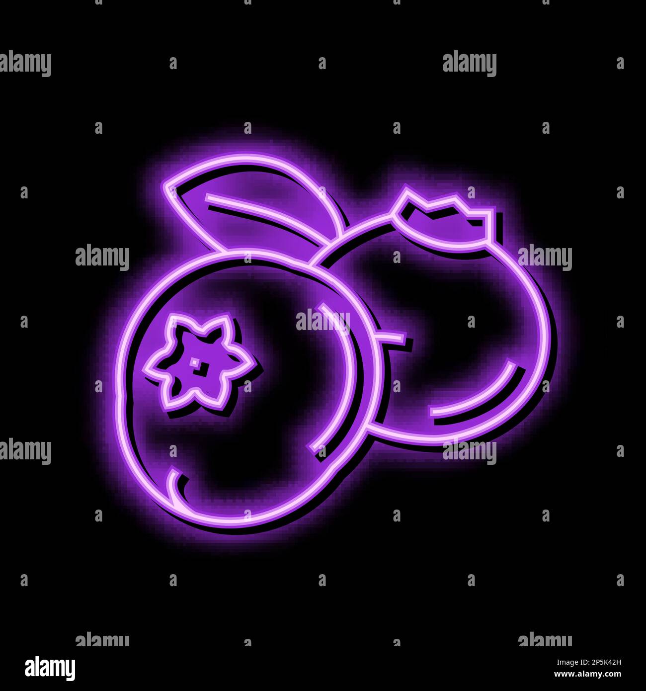 delicious blueberry leaf neon glow icon illustration Stock Vector Image ...