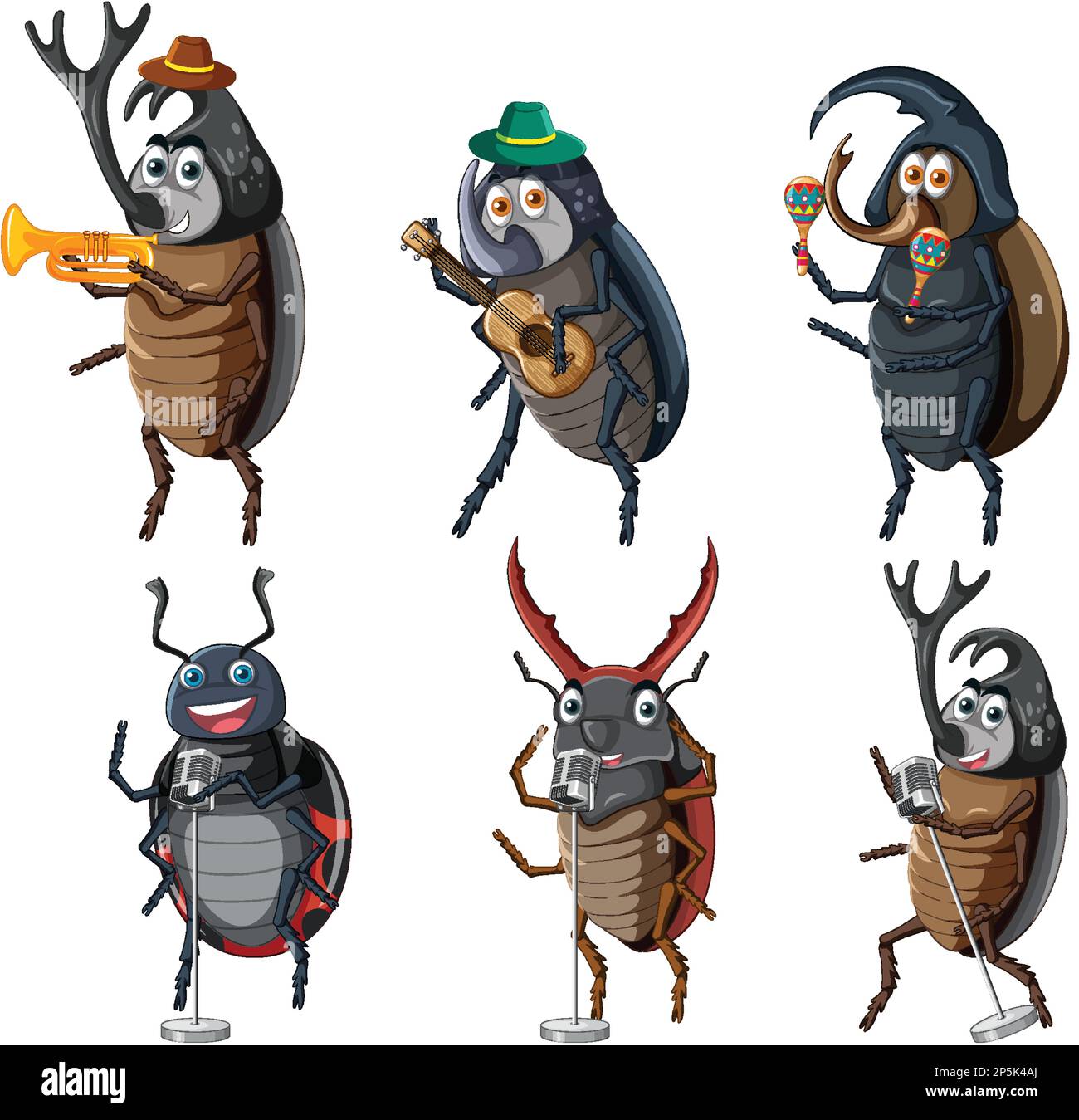 Set of beetle cartoon character illustration Stock Vector Image & Art ...