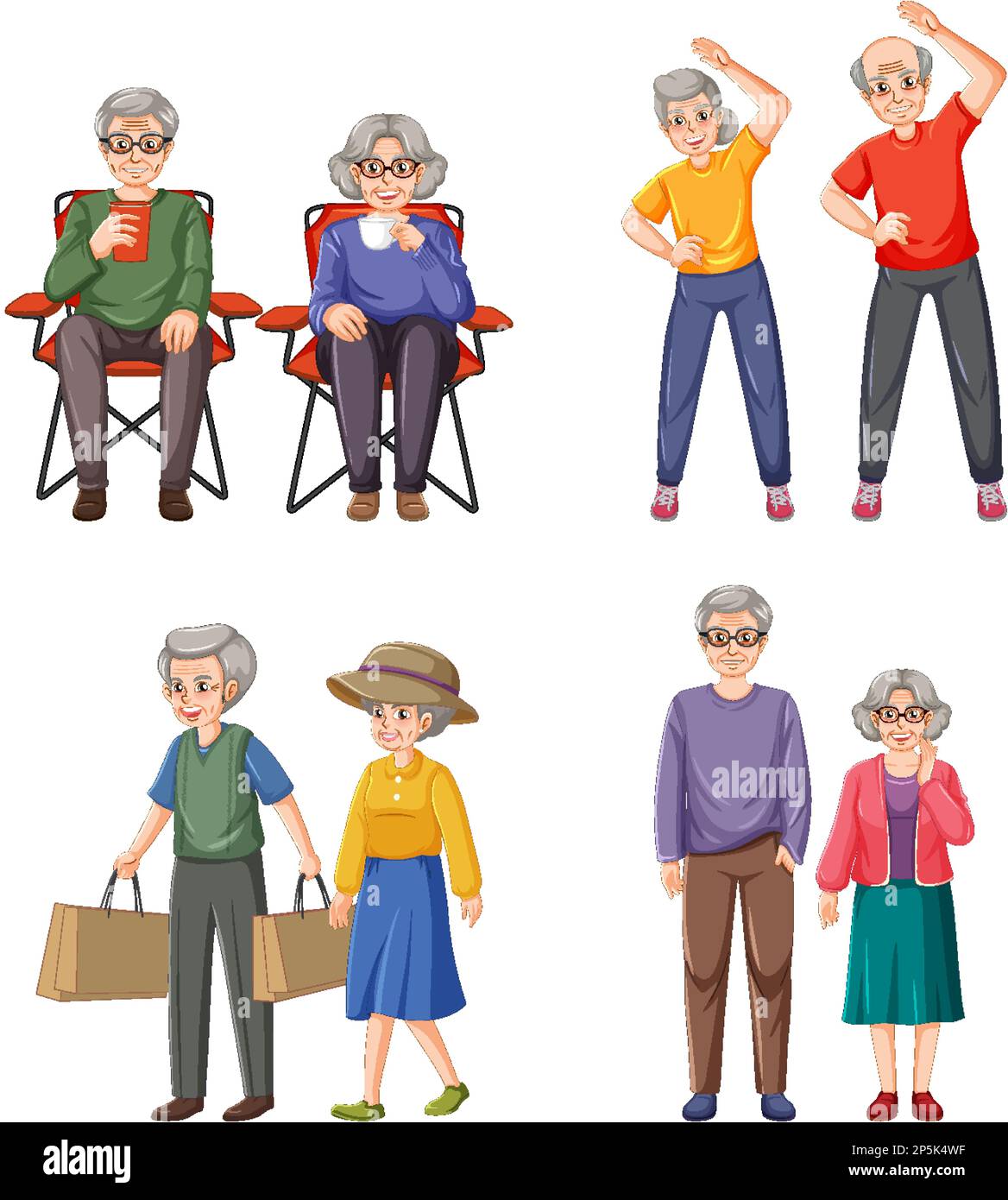 Collection of elderly people characters illustration Stock Vector Image ...
