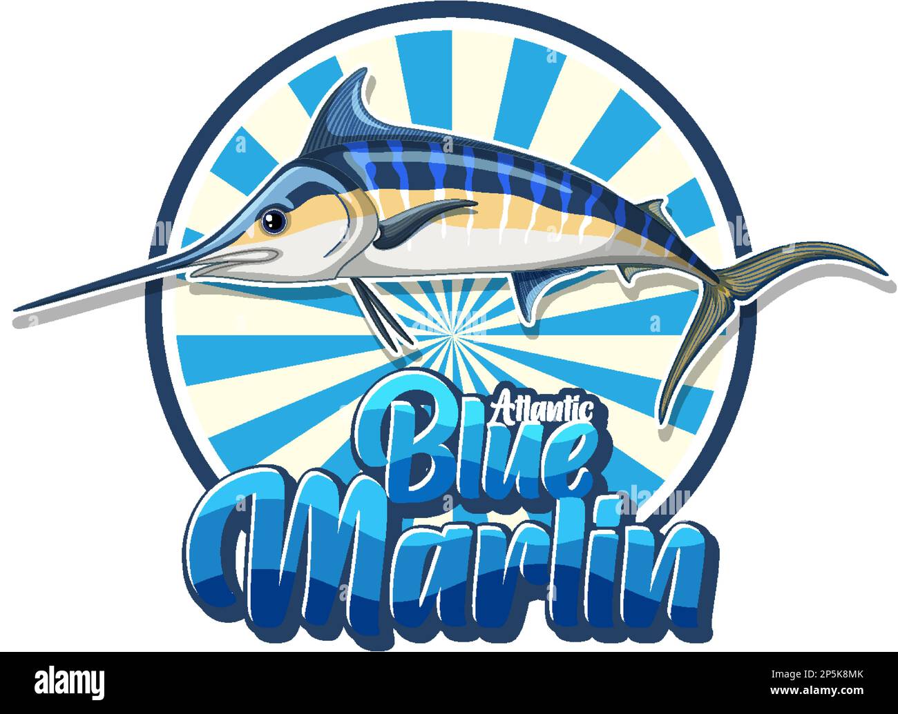 Blue marlin fish logo with carton character illustration Stock Vector ...