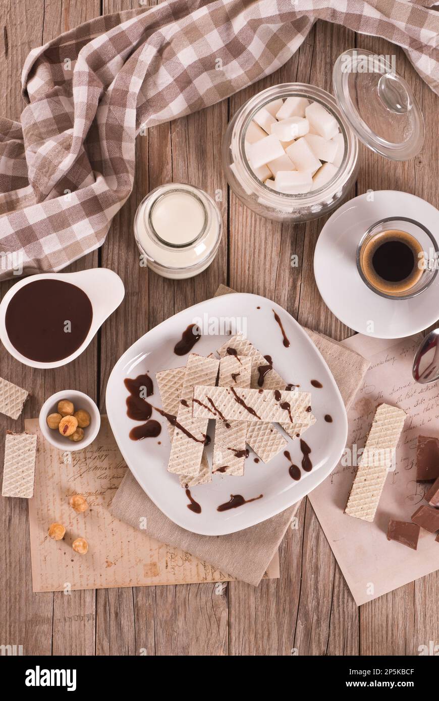 Neapolitan wafers filling with hazelnut-chocolate cream Stock Photo - Alamy