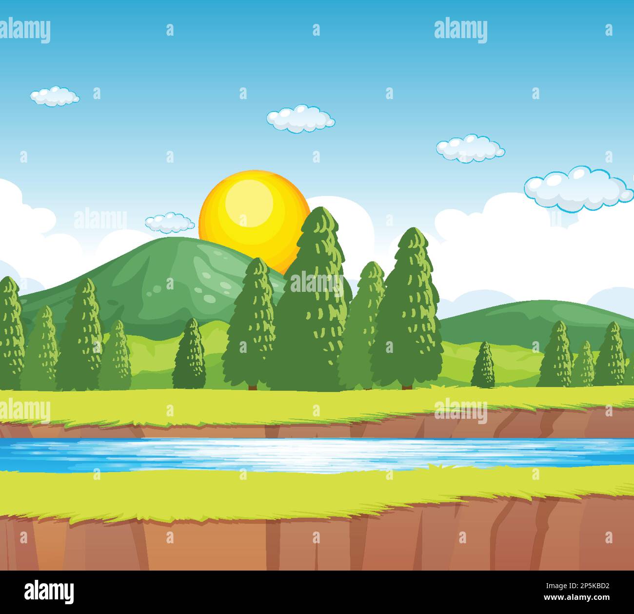 Nature River Scene Background illustration Stock Vector Image & Art - Alamy