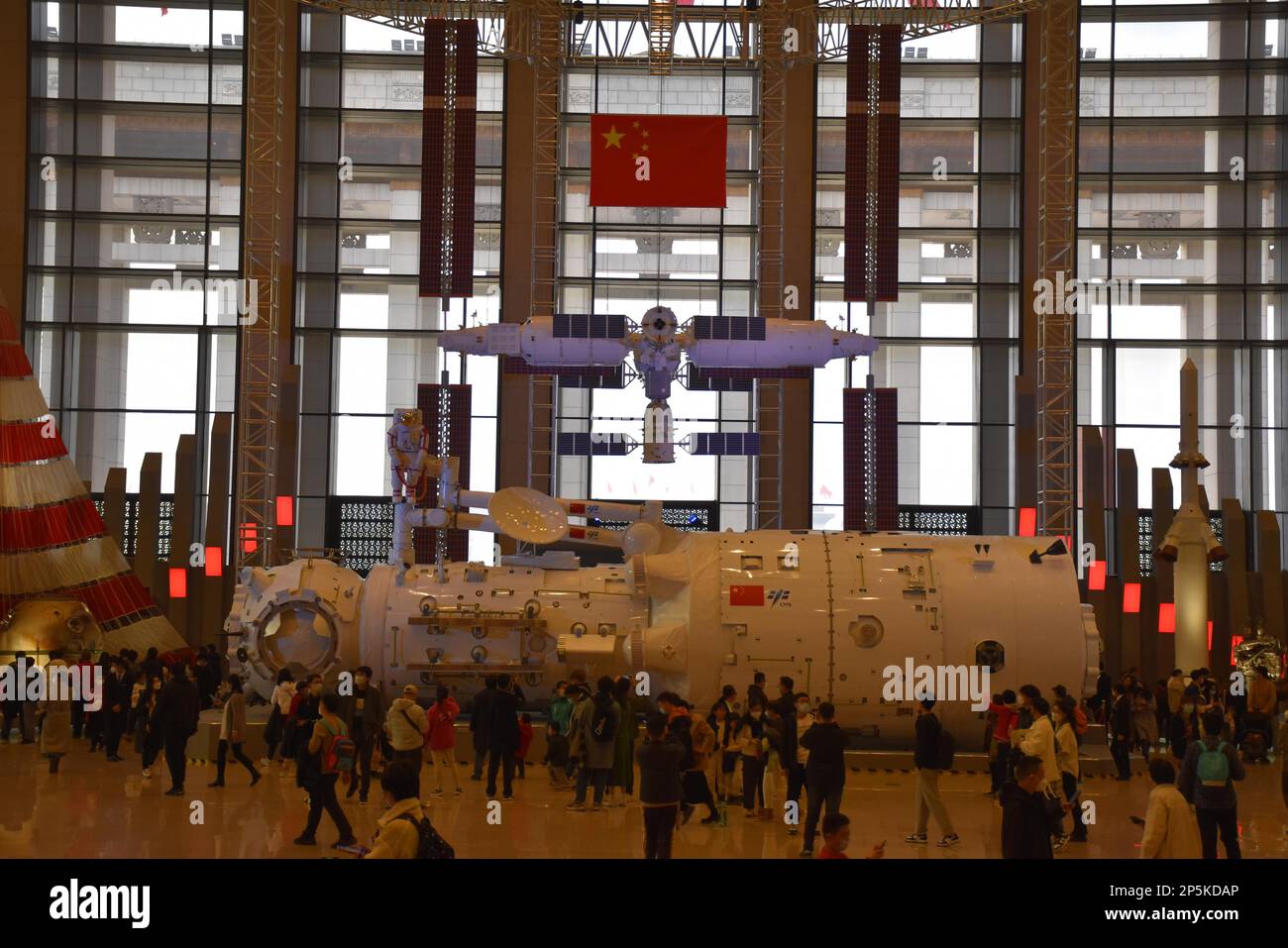 People visit the ongoing exhibition of achievements in China's manned space program of 30 years ...