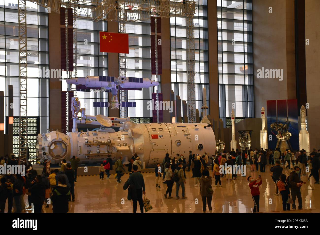 People visit the ongoing exhibition of achievements in China's manned space program of 30 years ...