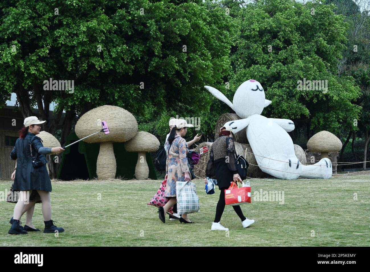 NANNING, CHINA - MARCH 6, 2023 - Visitors view cute animals made of ...