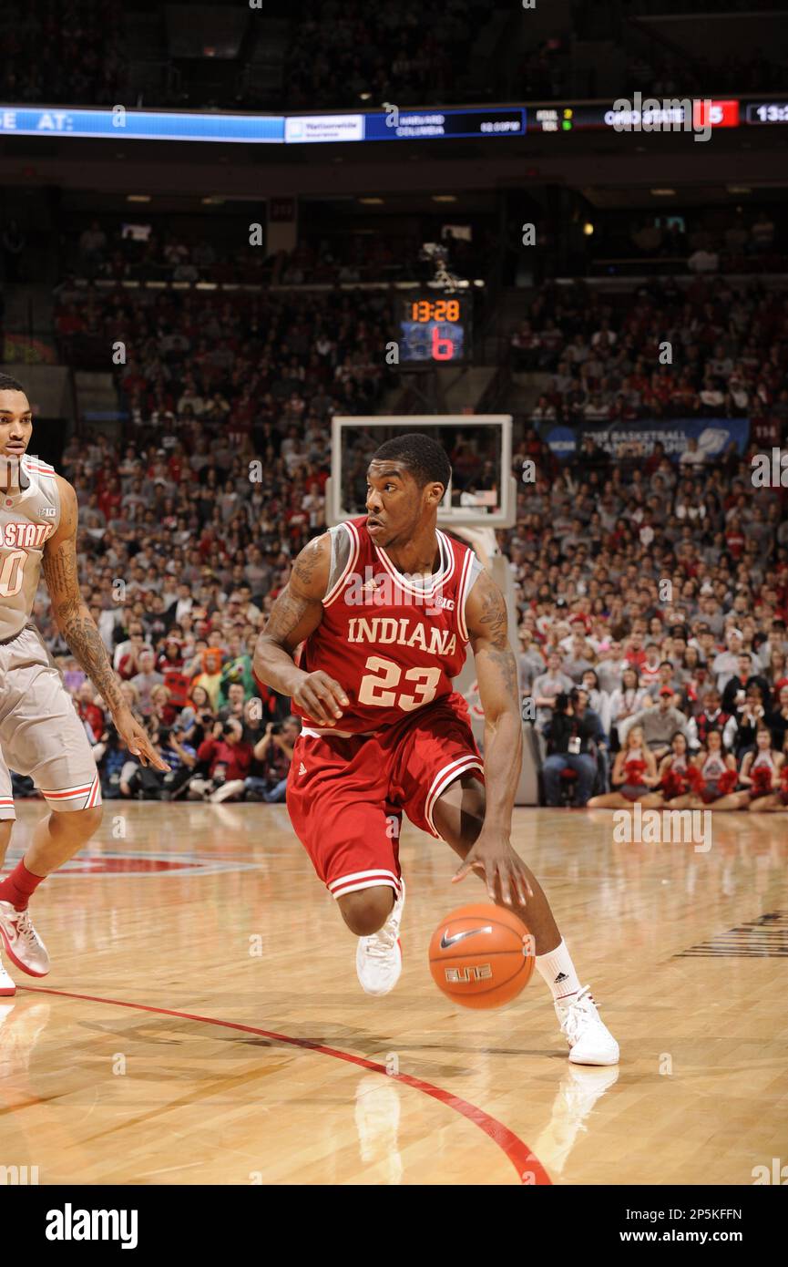 Remy Abell of the Indiana University Hoosiers in action against the ...