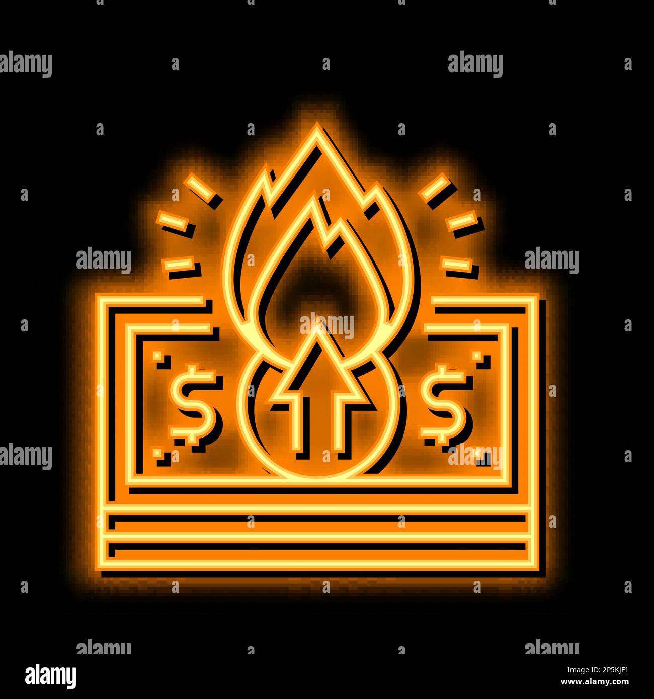 Dollar Inflation Neon Glow Icon Illustration Stock Vector Image And Art