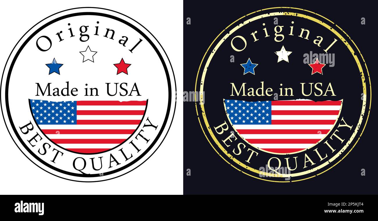 Round labels with flag, original best quality. Vector illustration of ...