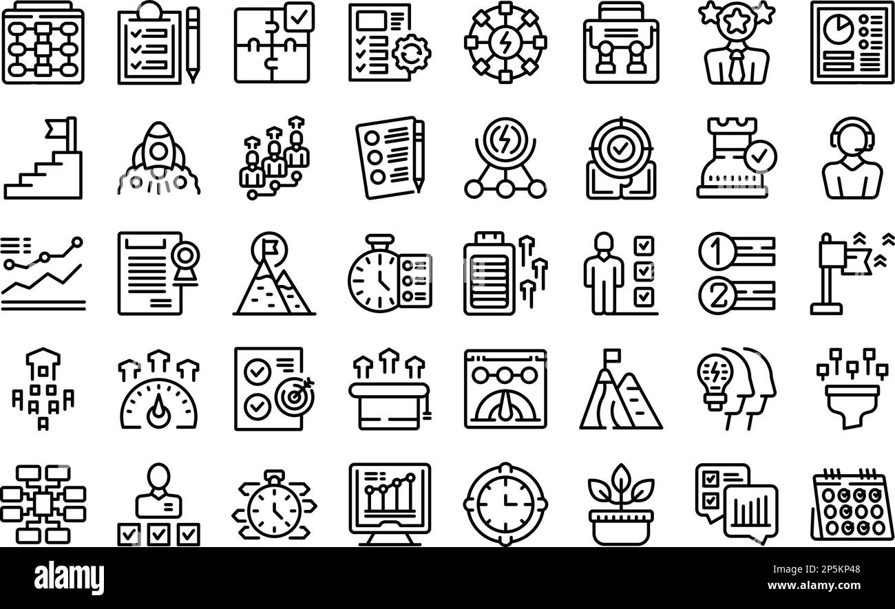 Employee efficiency icons set outline vector. Performance review. Work ...