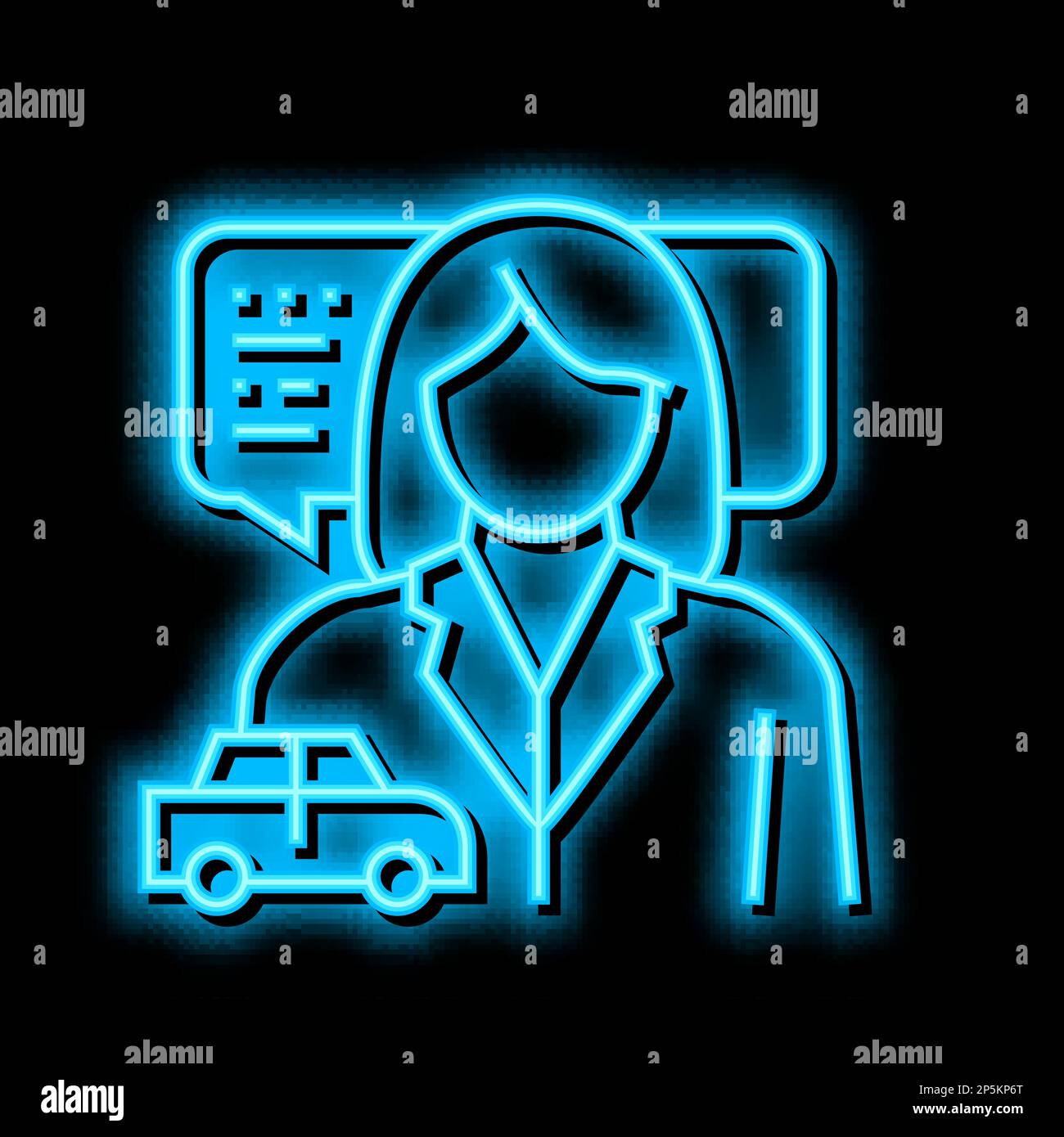 female driving school instructor neon glow icon illustration Stock ...