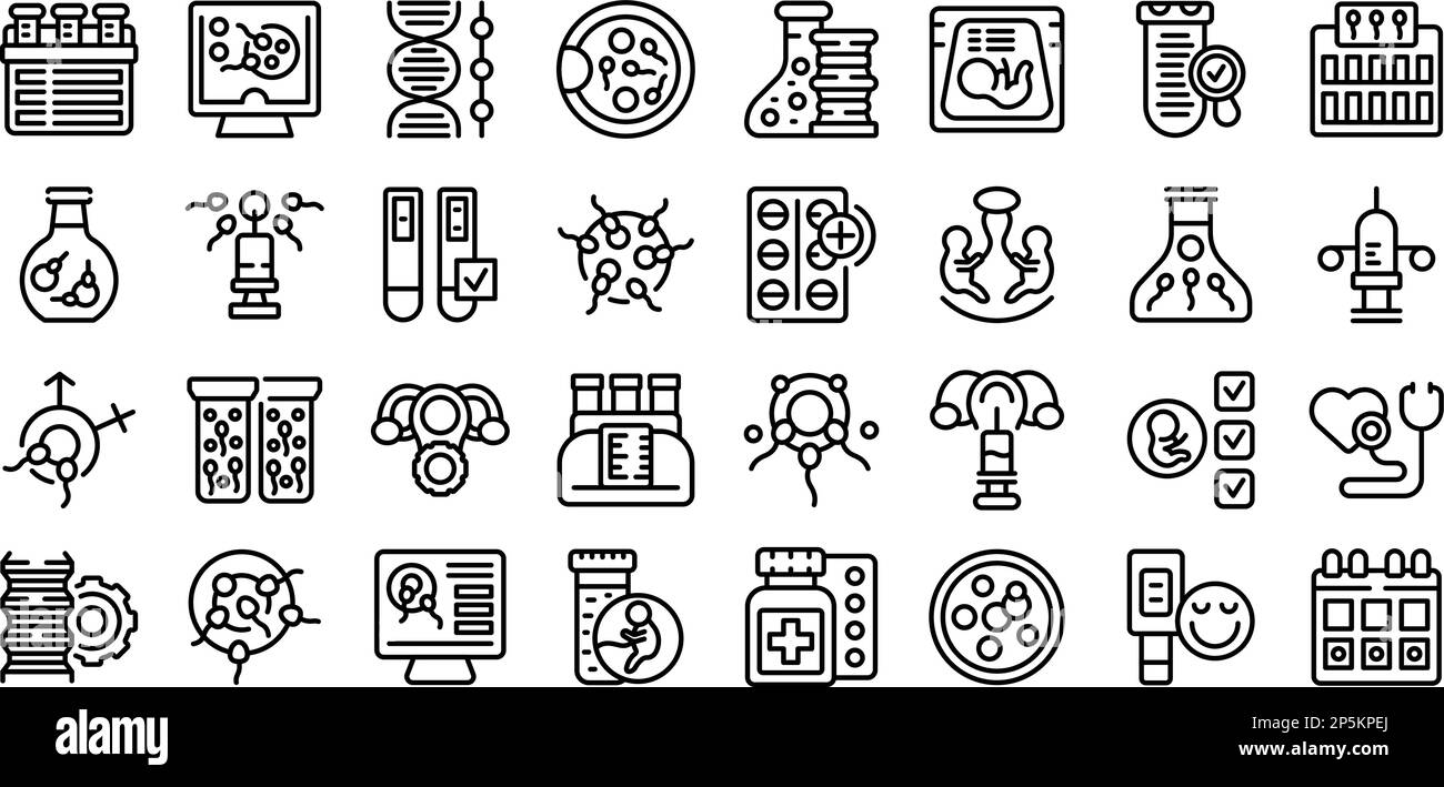 Artificial insemination icons set outline vector. Fertility process ...