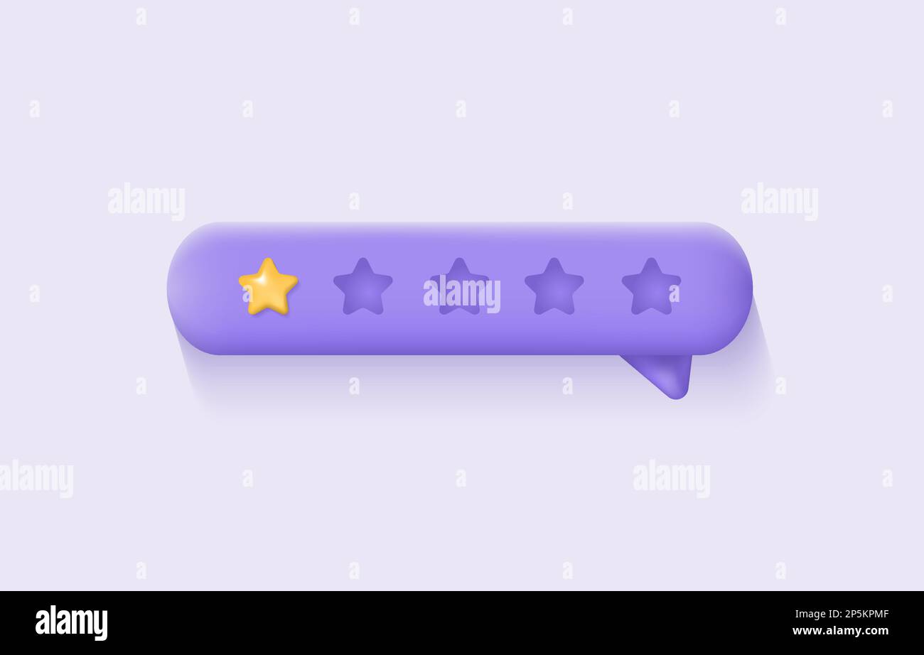 3d customer review. Feedback from clients concept. Low stars rating on ...
