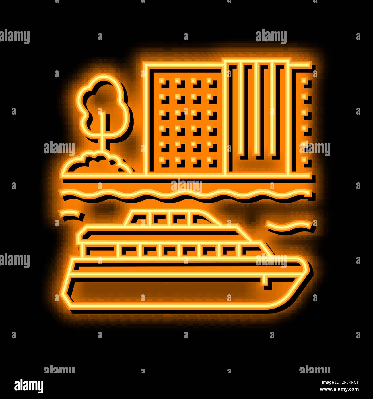 passenger cruise ship liner neon glow icon illustration Stock Vector ...