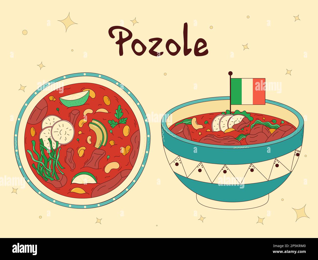 Mexican traditional food. Pozole Vector illustration Stock Vector Image ...