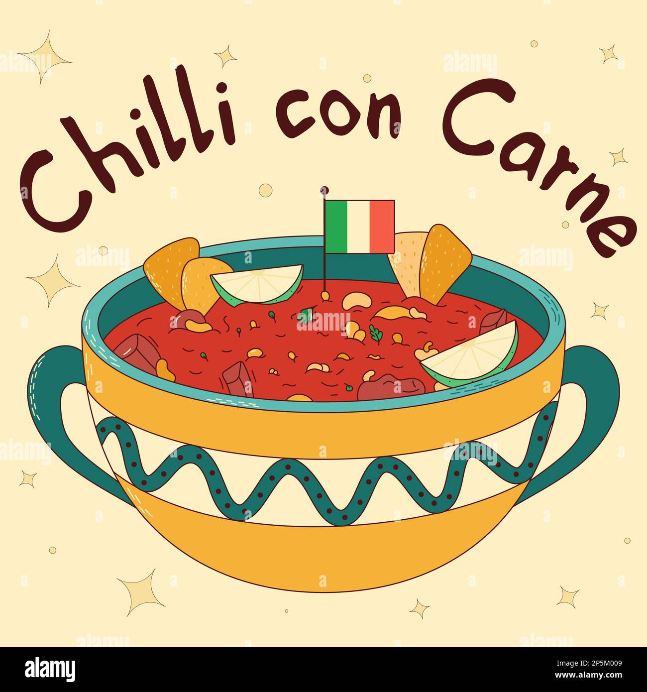 Mexican traditional food. Chilli con Carne Vector illustration Stock ...