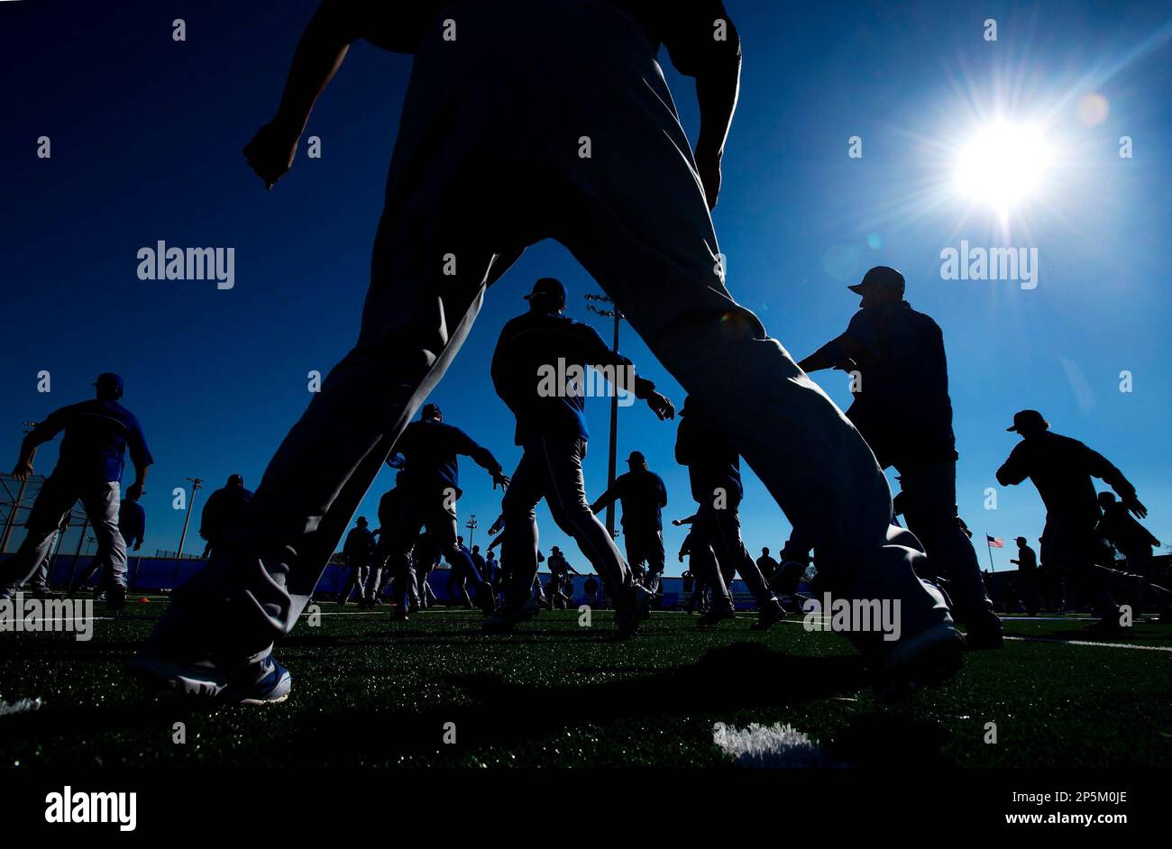 Toronto Blue Jays players stretch during baseball spring training in ...
