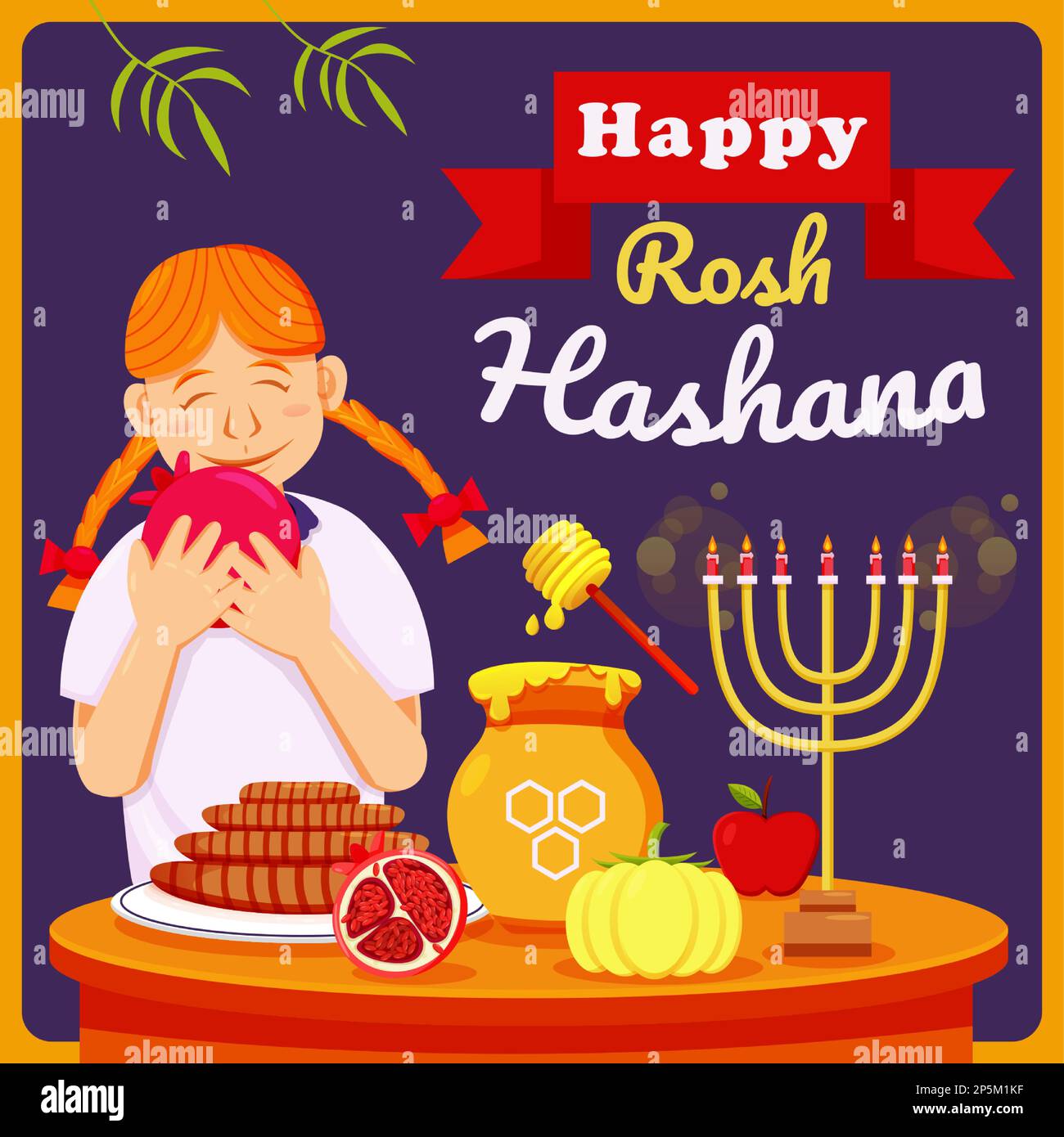 Happy Rosh Hashanah, sweet Jewish girl Stock Vector Image & Art - Alamy