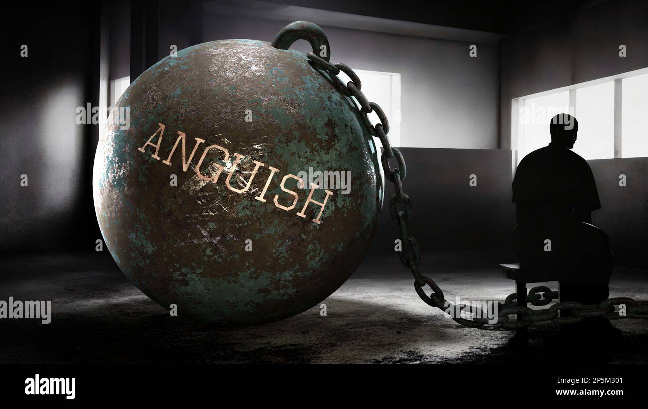 Anguish and intimate, silent and lonely suffering human soul. Person ...